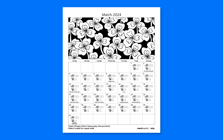 Download a 12-Month Brushing Calendar | MouthHealthy - Oral Health ...